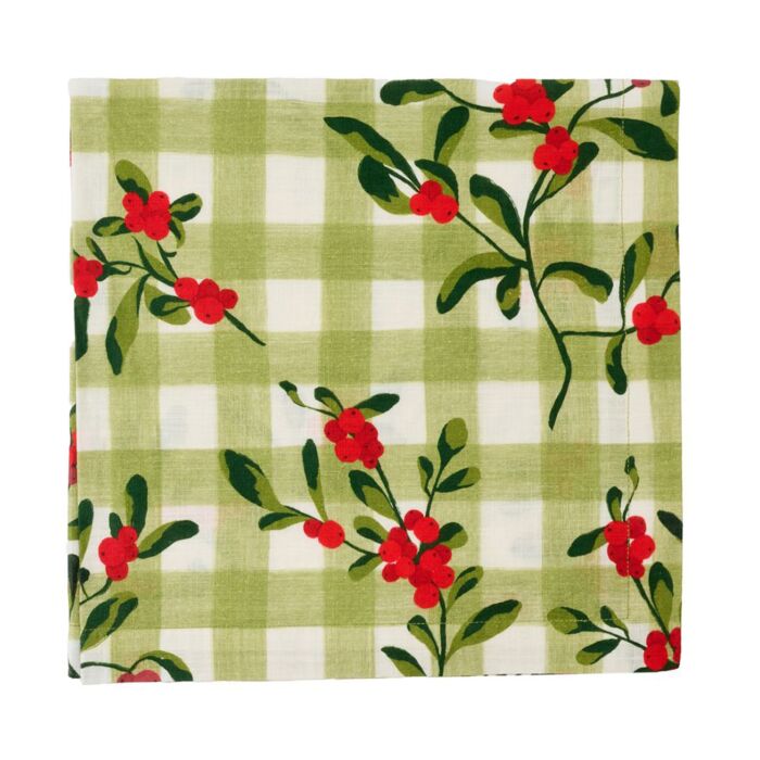 Deborah Rhodes Napkin Winter Berry Check