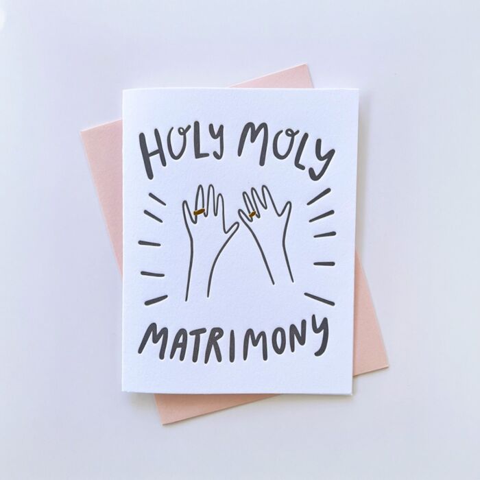 Letterpress Holy Moly Wedding Card