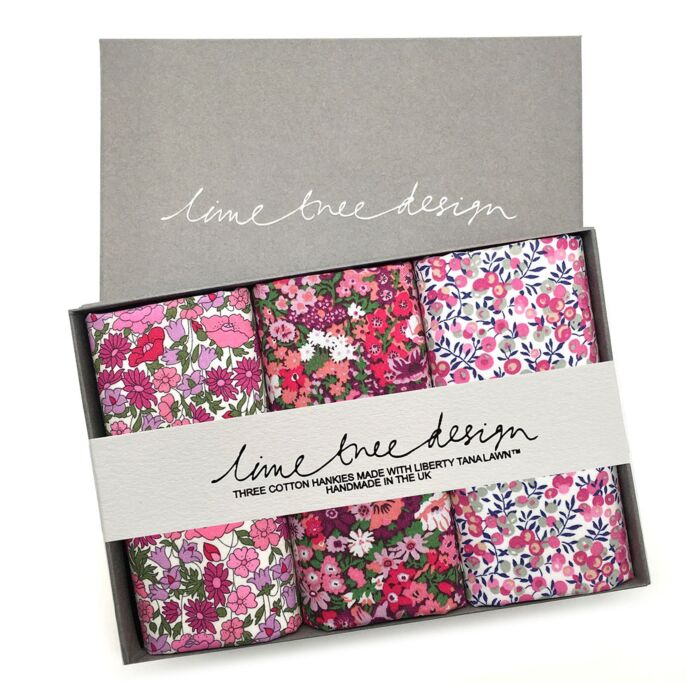 Liberty Handkerchief Gift Box Tickled Pink