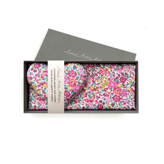 Liberty Lavender Heart & Handkerchief Gift Box Emma & Georgina