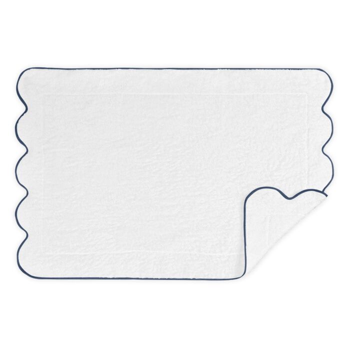 navy border bath mat