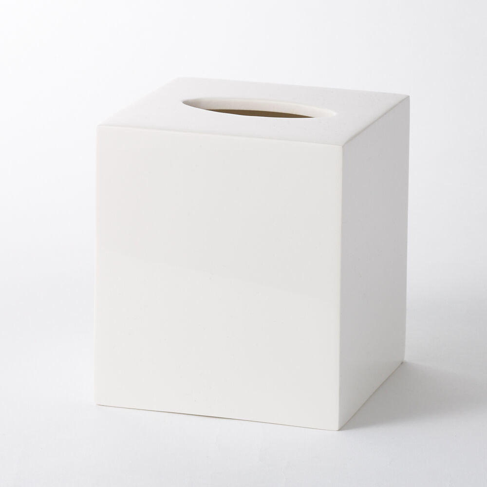 White lacquer tissue box store