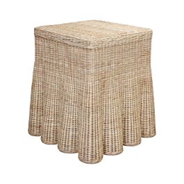 Rattan Scallop Square Side Table
